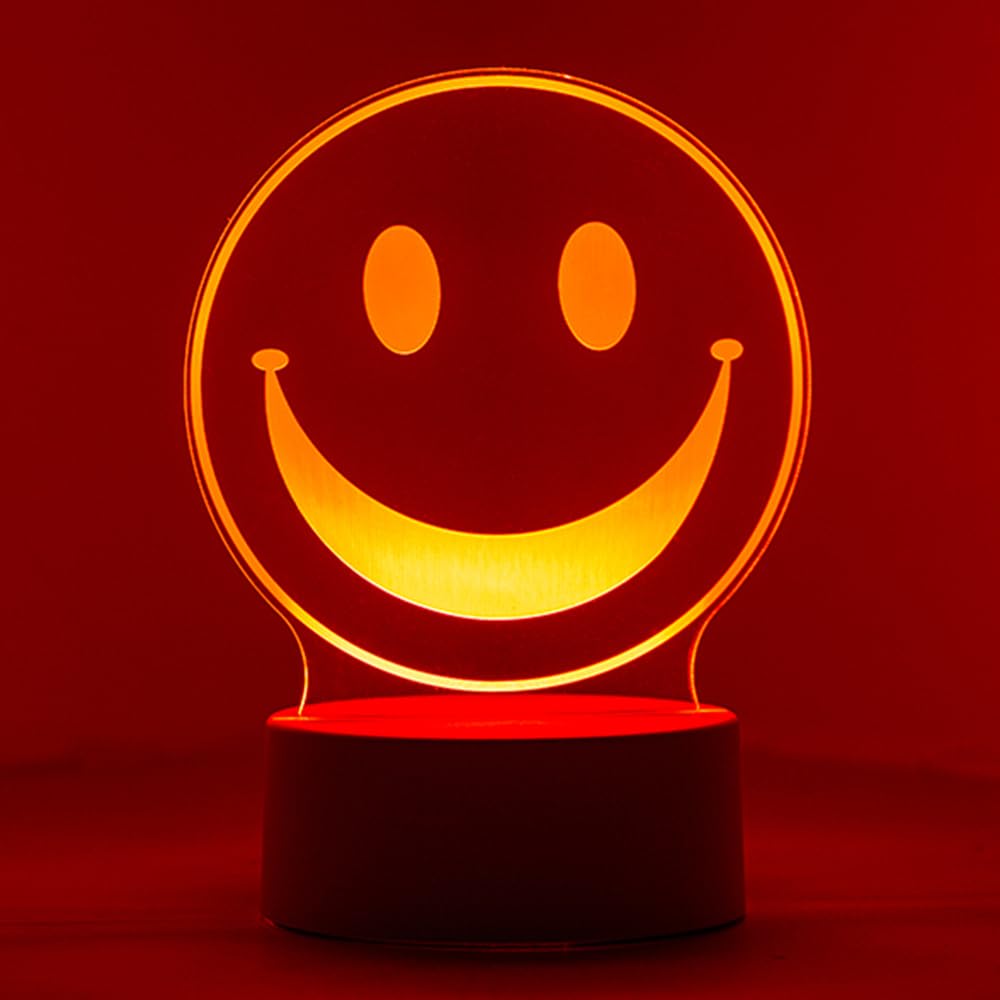 EXIGENT Happy Face 3D Acrylic LED Lamp Night Light Flashing Cool ...