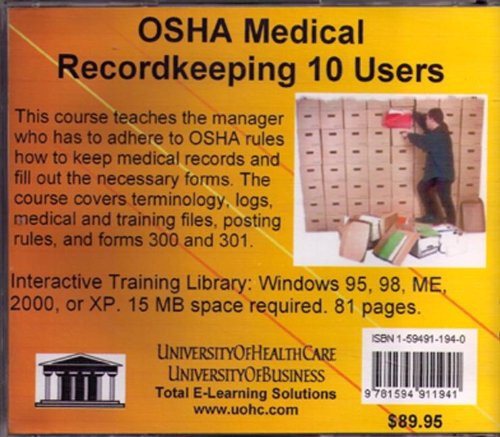 Osha Medical Recordkeeping, 10 Users: Farb, Daniel, M.D.: 9781594911941 ...