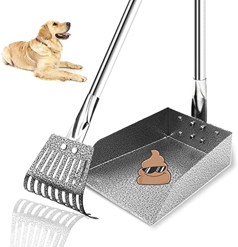 Spotty Wood Handle Pooper Scooper Durable Solid Metal Poop Tray with ...