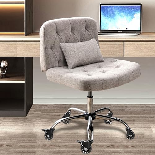 Amazon.com: Armless Fabric Office Desk Chair with Wheels, Criss Cross ...
