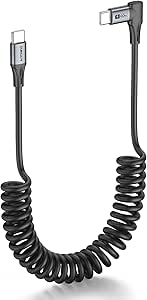 Amazon.com: SUNGUY Coiled USB C to USB C Cable 4FT, Right Angle 90 ...