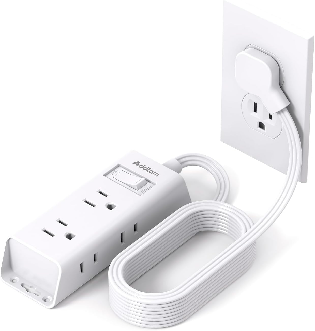 Flat Multiple Outlet Extension Cord 15 Ft for Indoor Use by Electes- UL ...