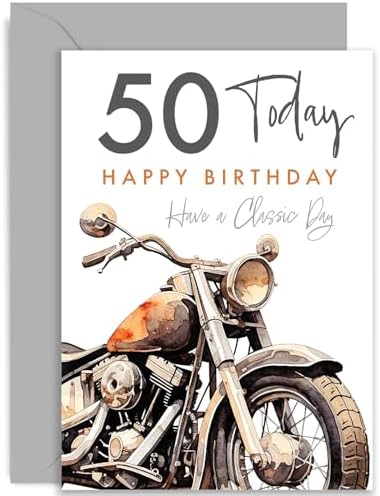Amazon.com : Old English Company - Classic Motorbike 50th Birthday Card ...