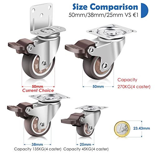 W B D WEIBIDA Side Mount Casters 2 Inch L-Shaped Heavy Duty Castor ...