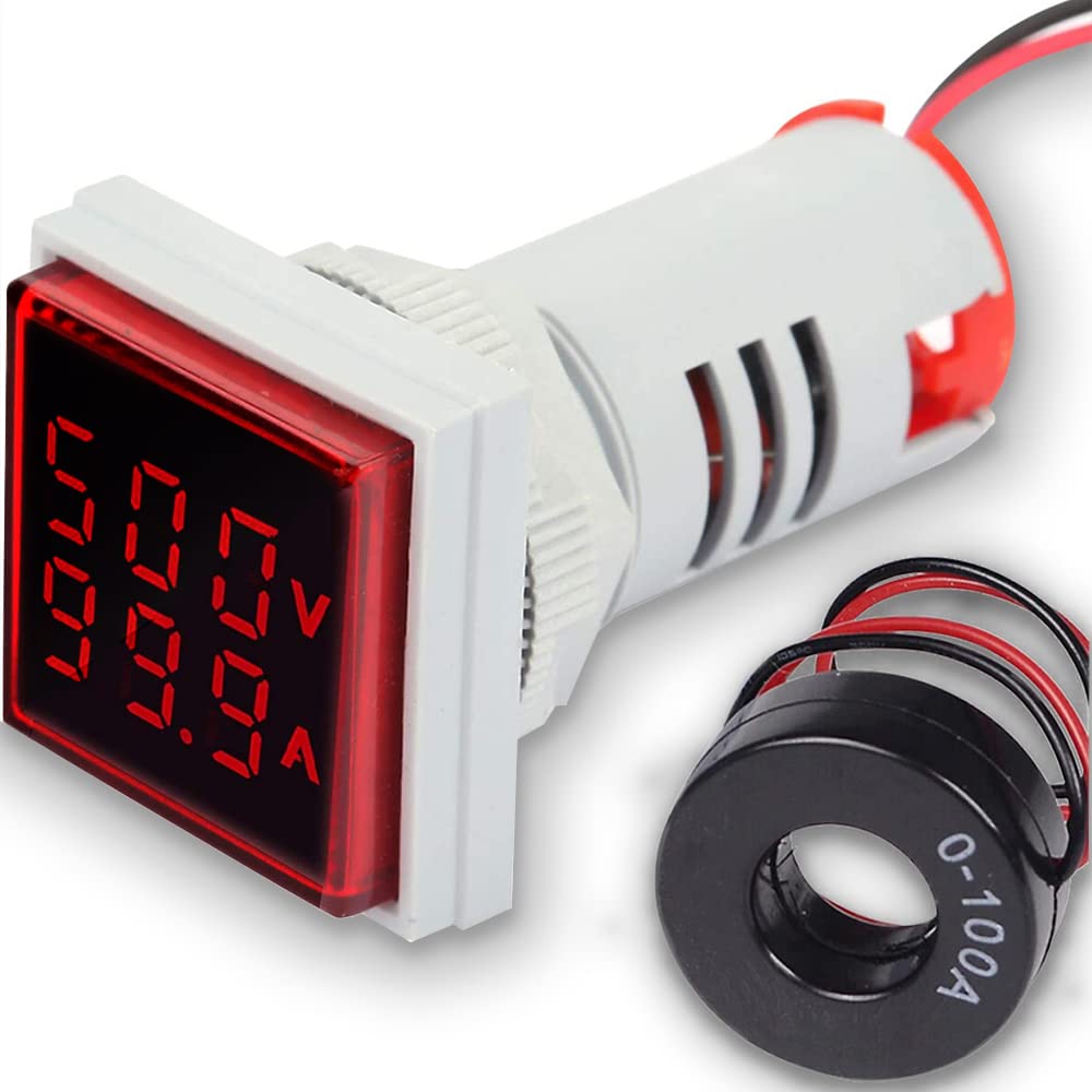 ICSTORE AC AMMETER & VOLTMER 100V-500V 100A, 2 IN 1 PANEL VOLTMETER/AMMETER INDICATOR, VOLT AMP ...