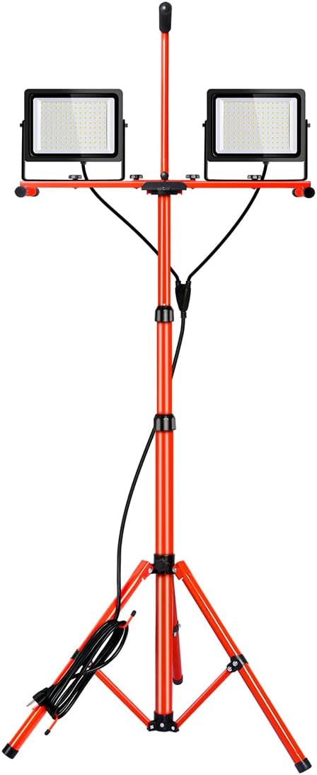 LEDMO 200W Work Light with Tripod Stand 20000LM Dual Head 5000K Work ...