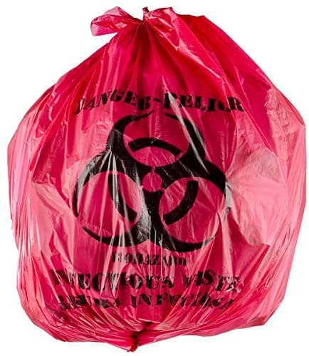 Red Isolation Infectious Biohazard Waste Bag High Density (7 Gallon) 17 ...