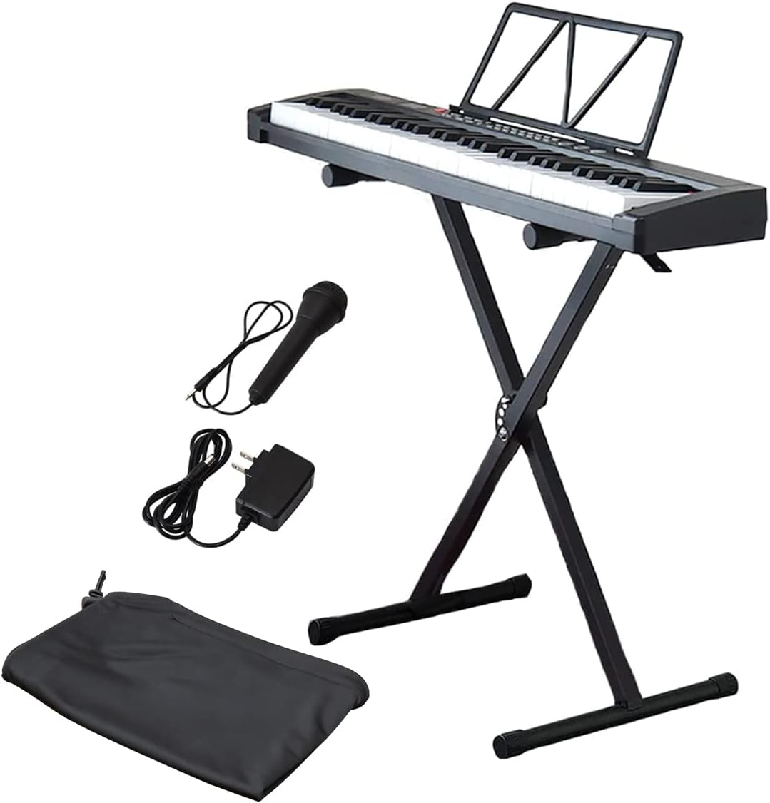 Amazon | RiZKiZ 電子キーボード スリムタイプ 【61鍵盤】 ＆ キーボードスタンド & カバーセット 200種類の楽器音色 61種類のキーボードパーカッション マイク付 録音 ...