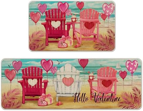 Amazon.com: Tailus Hello Valentine's Day Pink Chair Sea Kitchen Rugs ...
