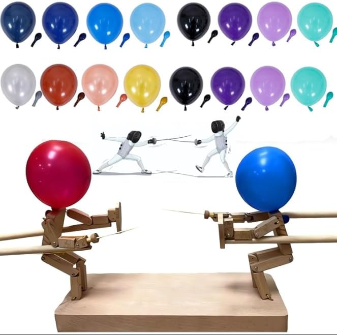 Amazon.com: TDJO 2024 New Handmade Wooden Fencing Puppets - Balloon ...