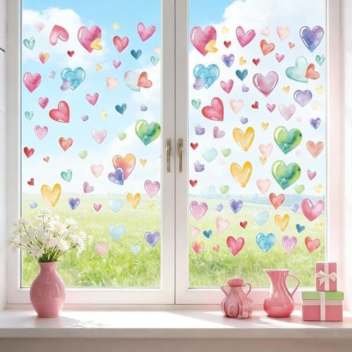 Amazon.com: Valentine Heart Window Stickers 97Pcs 4 Sheets PVC Static ...