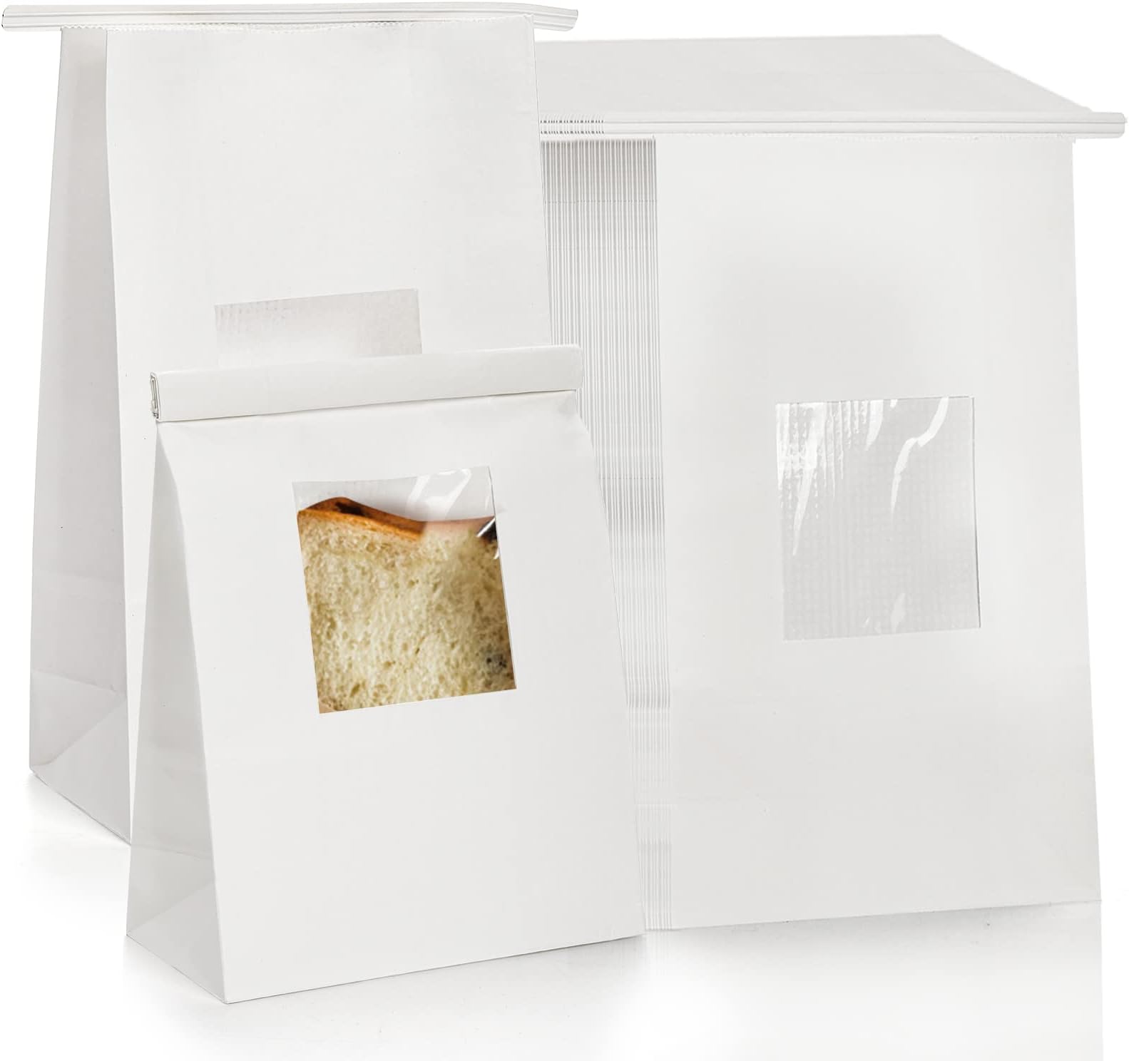 Amazon.com: White 1/2 Lb. Tin Tie Bakery Bag w/Square Window - 50 Pack ...