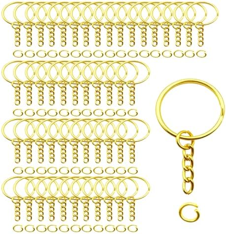 Amazon.com: KANSPHY 100 Pack Key Ring with Chain and Open Jump,1 inch ...