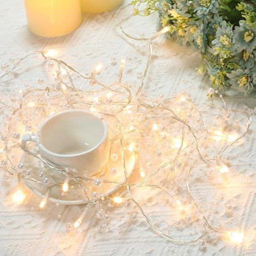 Amazon.com: 30 LED Pearl Berry Beaded Light String of Pearls 11 ft ...