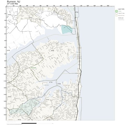 Amazon.com : ZIP Code Wall Map of Rumson, NJ ZIP Code Map Laminated ...