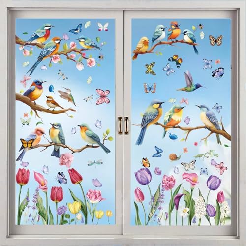 Amazon.com: Vibrant Spring & Summer Window Clings - 78 PCS of Butterfly ...