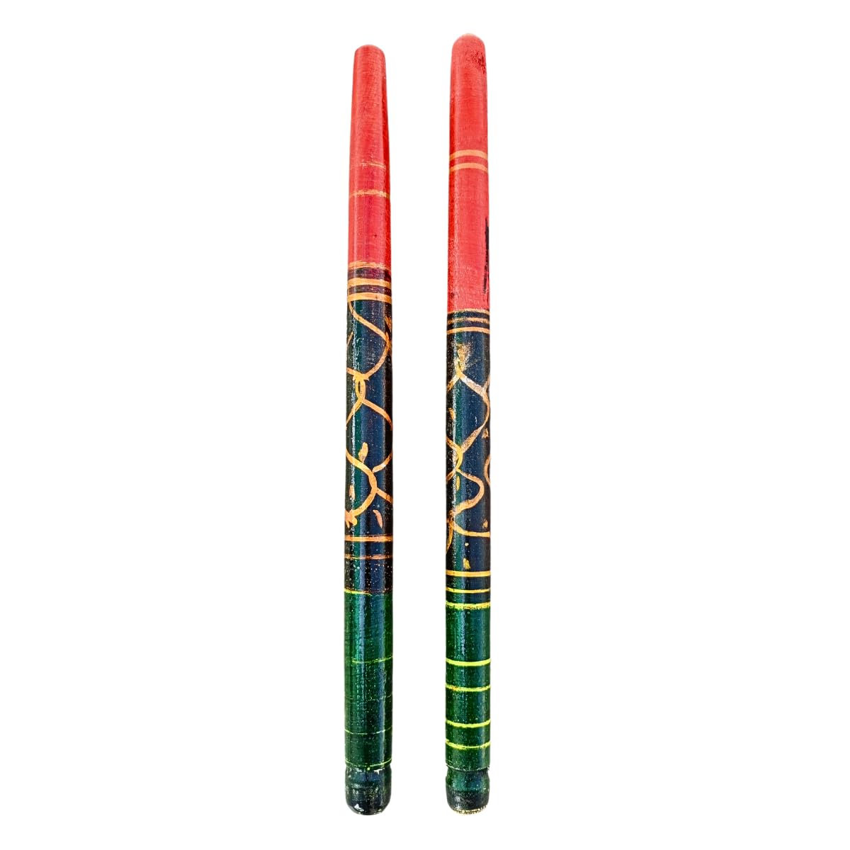 AANIJ® Sankheda Wooden Traditional Dark Printed Wooden Dandiya Sticks ...