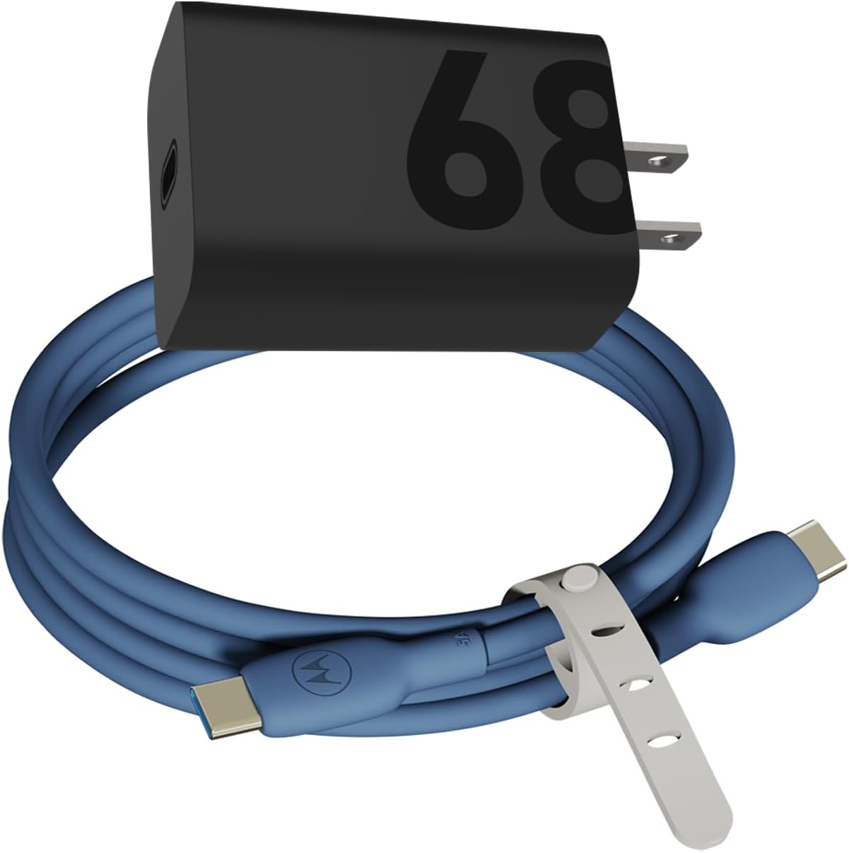 Amazon.com: Motorola TurboPower 68W Charger + Blue 6.6ft (2m) Silicone ...