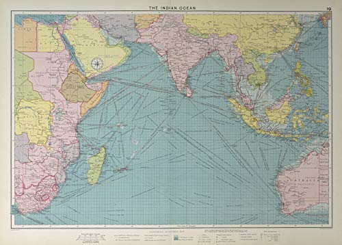Indian Ocean Sea Chart Ports Lighthouses Mail Routes Dockyards Large ...