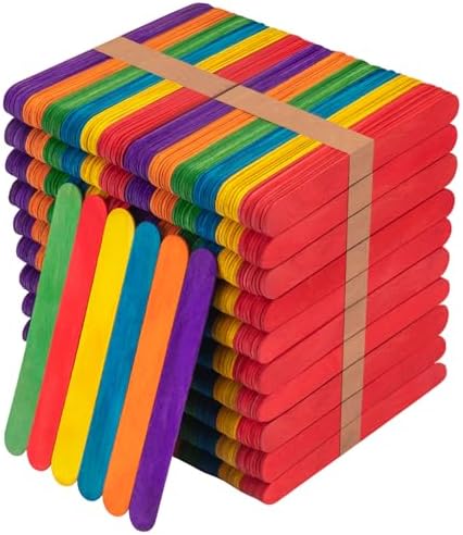 Amazon.com: ZEONHAK 6 Inches Colored Popsicle Sticks, 1000 PCS Jumbo ...