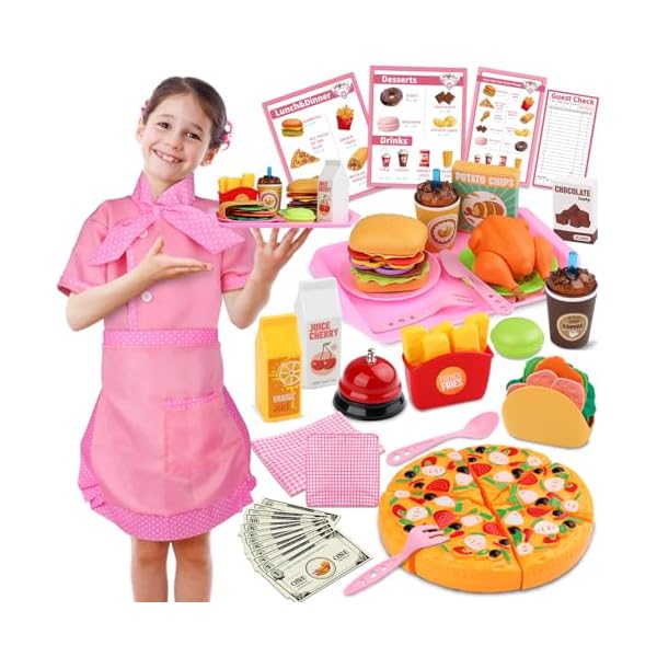 Restaurant Playsets for Kids - Waitress Role Play Costume Set for Girls ...