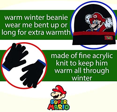 Amazon.com: Nintendo Super Mario Boys Winter Hat and Gloves Cold ...
