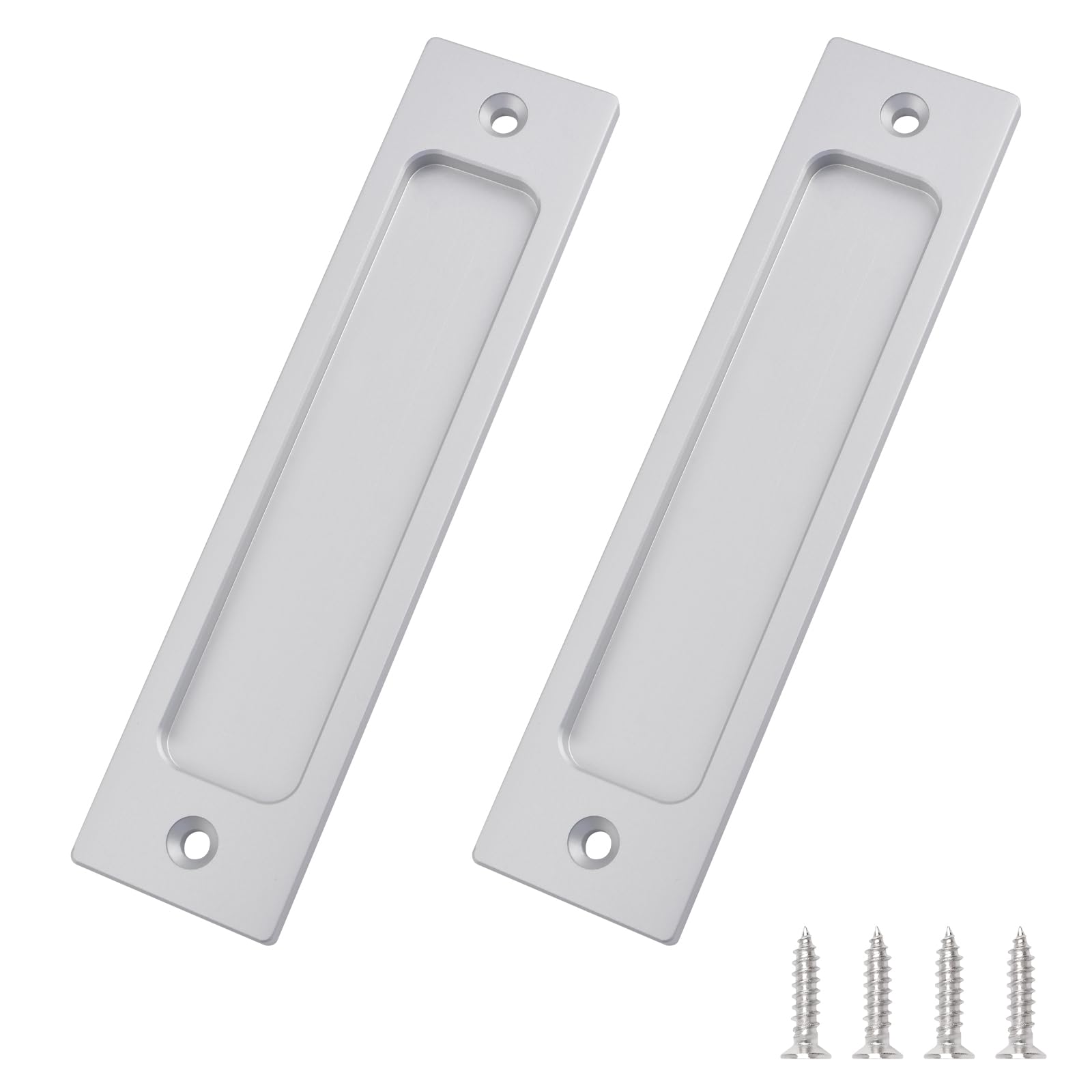 MOROBOR Rectangular Recessed Sliding Door Pulls, 2pcs Silver Flush Pull ...
