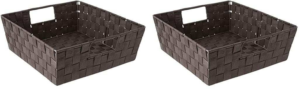 Amazon.com : Whitmor Espresso Woven Strap Shelf Storage Tote Basket, 1 ...