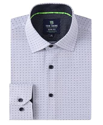 Tom Baine Men Slim Fit Performance Long Sleeve Geometric Casual Button ...