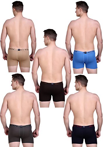 Buy HAP Men's Cotton Trunks (Pack of 5) (ACTIVE_POCKET TRUNK_S_Brown,Sky Blue,Navy Blue,Beige ...