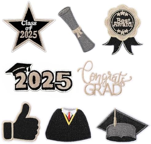 Amazon.com: Lystaii 8Pcs Class of 2025 Graduation Embroidered Patches ...