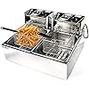 Biltek Commercial Deep Fryer Electric Countertop Dual Tank Basket 11L ...