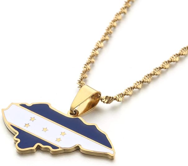 Amazon.com: Huangshanshan Enamel Honduras Map Pendant Necklaces Charm ...