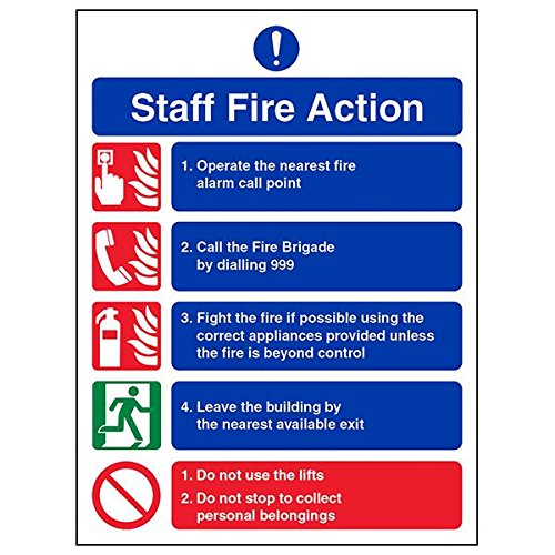 Achetez VSafety Lot de 3 panneaux de signalisation « Staff Fire Action ...