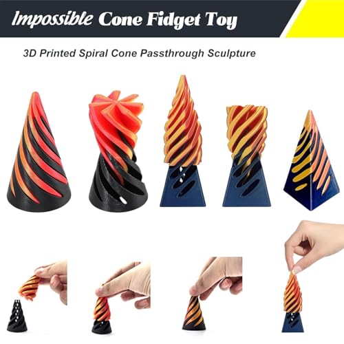 Pipihome Impossible Cone, 3PCS Spiral Cone Fidget Toy, 3D Printed The ...