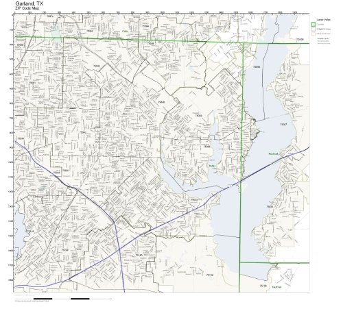 ZIP Code Wall Map of Garland, TX ZIP Code Map Laminated: Amazon.com ...