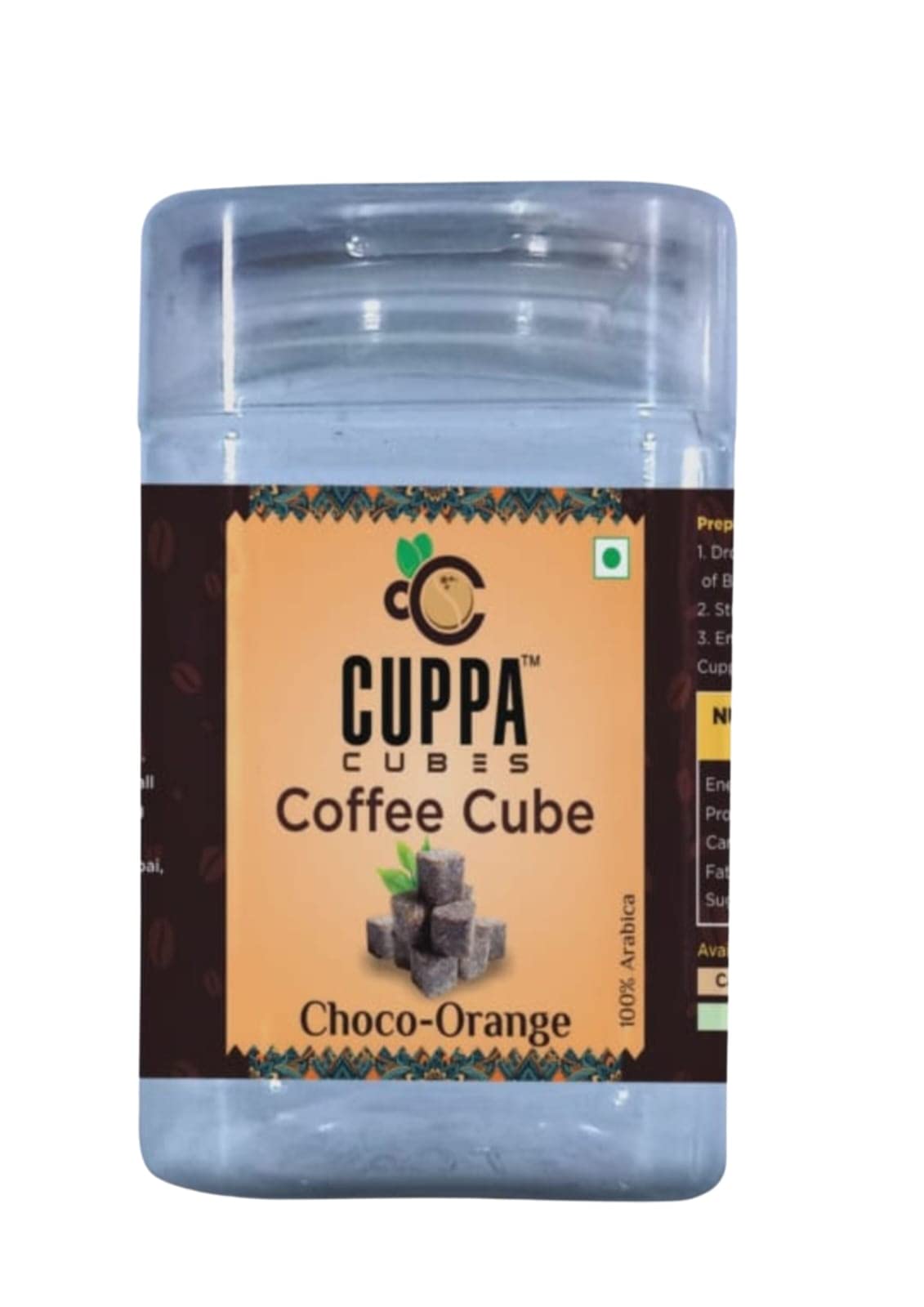 CUPPACUBES Choco-Orange Coffee Cube - 100g Pack 100% Pure Coffee, Vegan ...