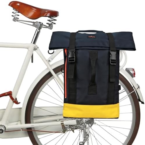Amazon.com: TOURBON Nylon Bike Pannier Backpack Bicycle Rear Rack Bag ...
