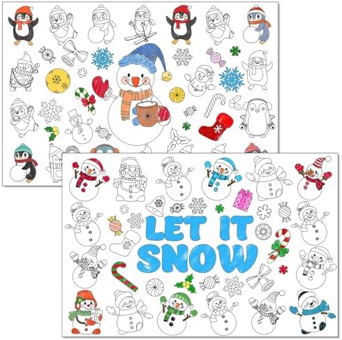 Amazon.com: Whaline 24Pcs Christmas Coloring Placemats Disposable ...