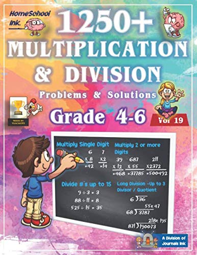 Multiplication Division Math Workbook for 4th 5th 6th Grades: 1250 ...
