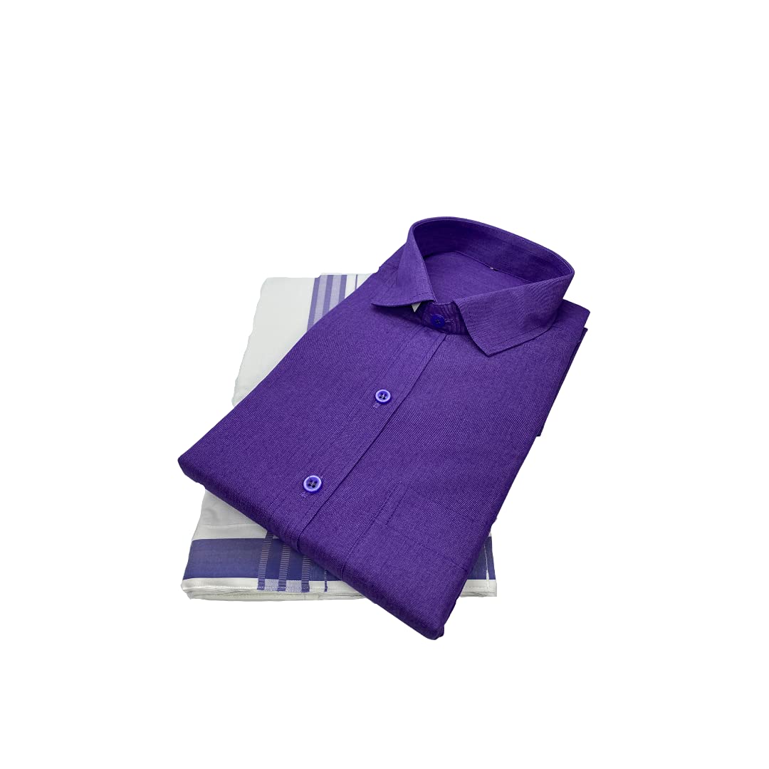 Buy GenericPurple Shirt & Veshti/Verti/Mundu/Verti with Matching Border ...