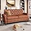 Amazon.com: FiveWillowise Brown Couch, 73-inch Sofa, Faux Leather ...