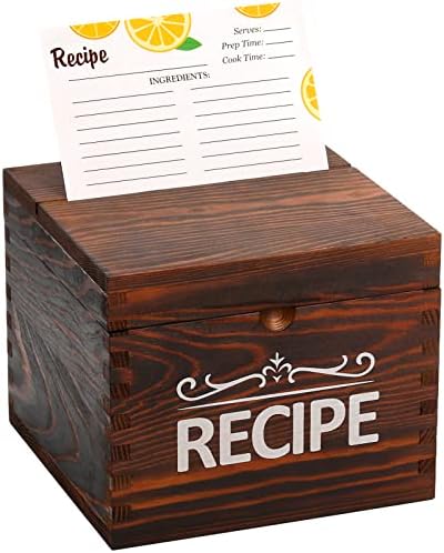 YOUEON Wooden Recipe Box with Cards, Blank Recipe Box with 100 4x6 ...