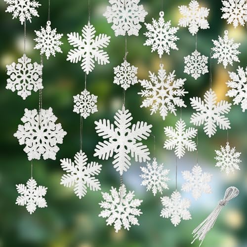 Amazon.com: 49Pcs Christmas Ornaments Snowflake Decorations Clearance ...