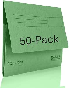 Railex Pocket Folder Foolscap Document Wallets - Emerald Folders Pack ...