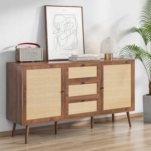 Amazon.com - Rattan Sideboard Buffets Cabinet Farmhouse Boho Buffet ...
