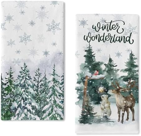 Amazon.com: Sratte 6 Pcs Winter Kitchen Towels Christmas Hand Towels 23 ...