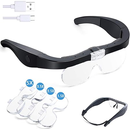 Amazon.com: YOCTOSUN Rechargeable Magnifying Glasses, Head Magnifier ...