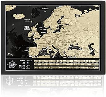 Framed Scratch off Europe map, State lines and 54 national flags, Map ...