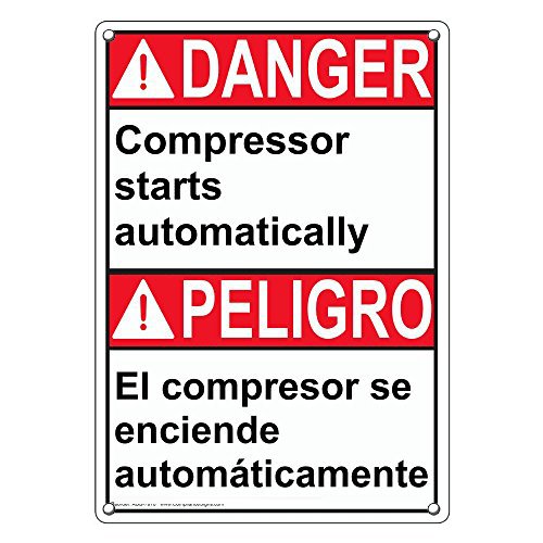 Weatherproof Plastic Vertical ANSI Danger Compressor Starts ...